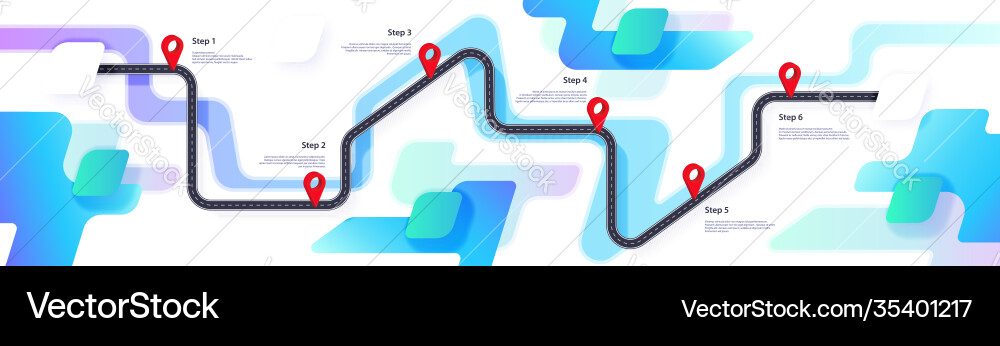 Road map and journey route infographics template Vector Image