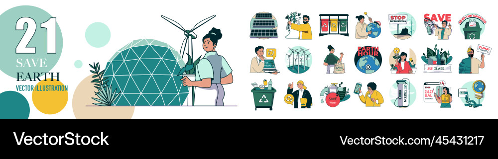 Save earth concept with character situations Vector Image