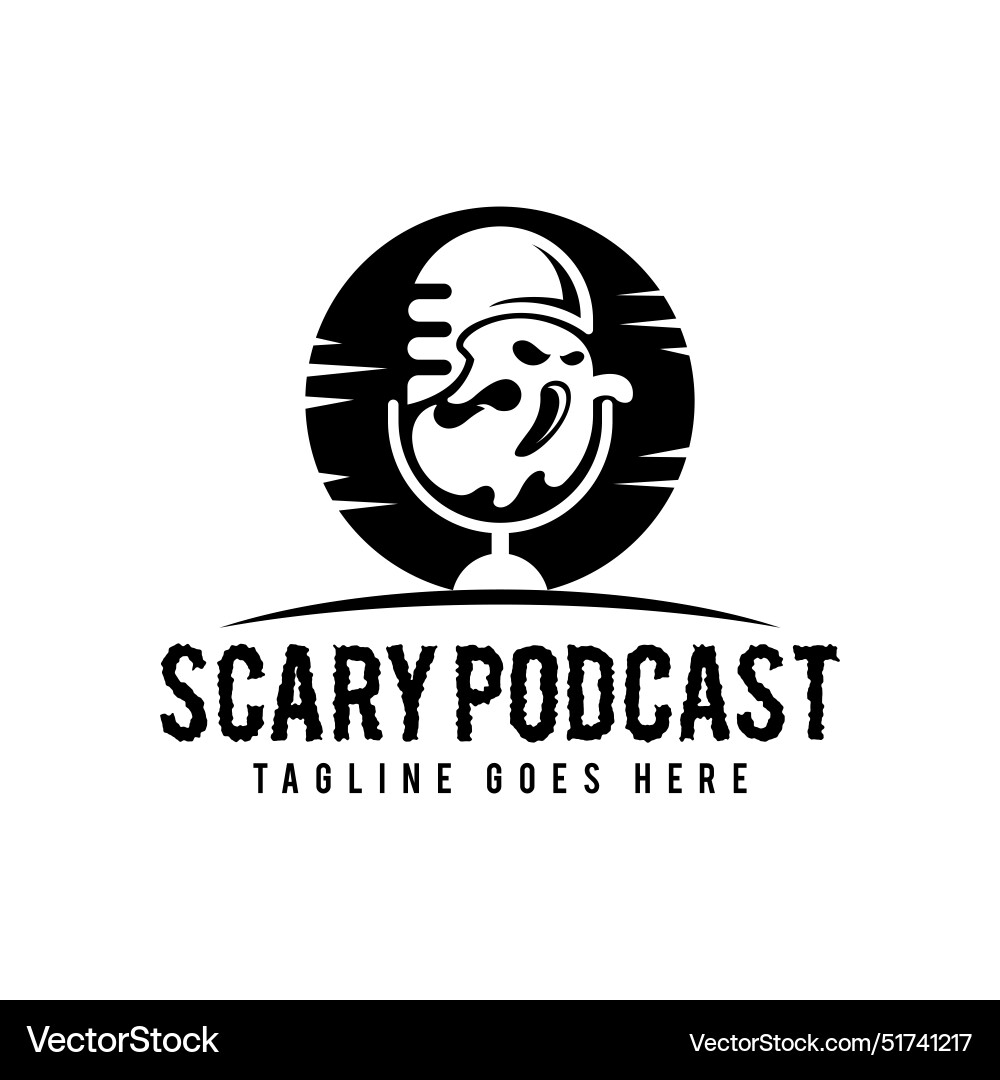 Scary podcast logo design abstract microphone Vector Image