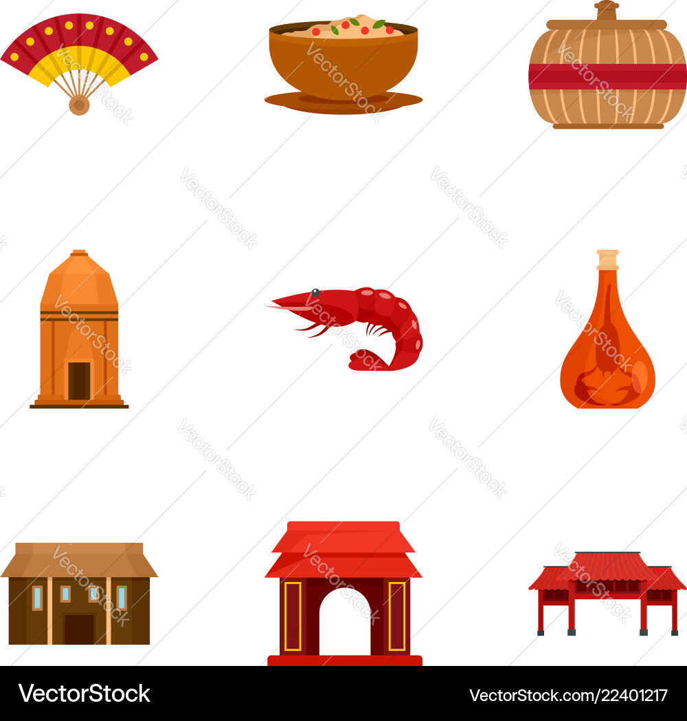 Welcome vietnam icon set flat style Royalty Free Vector