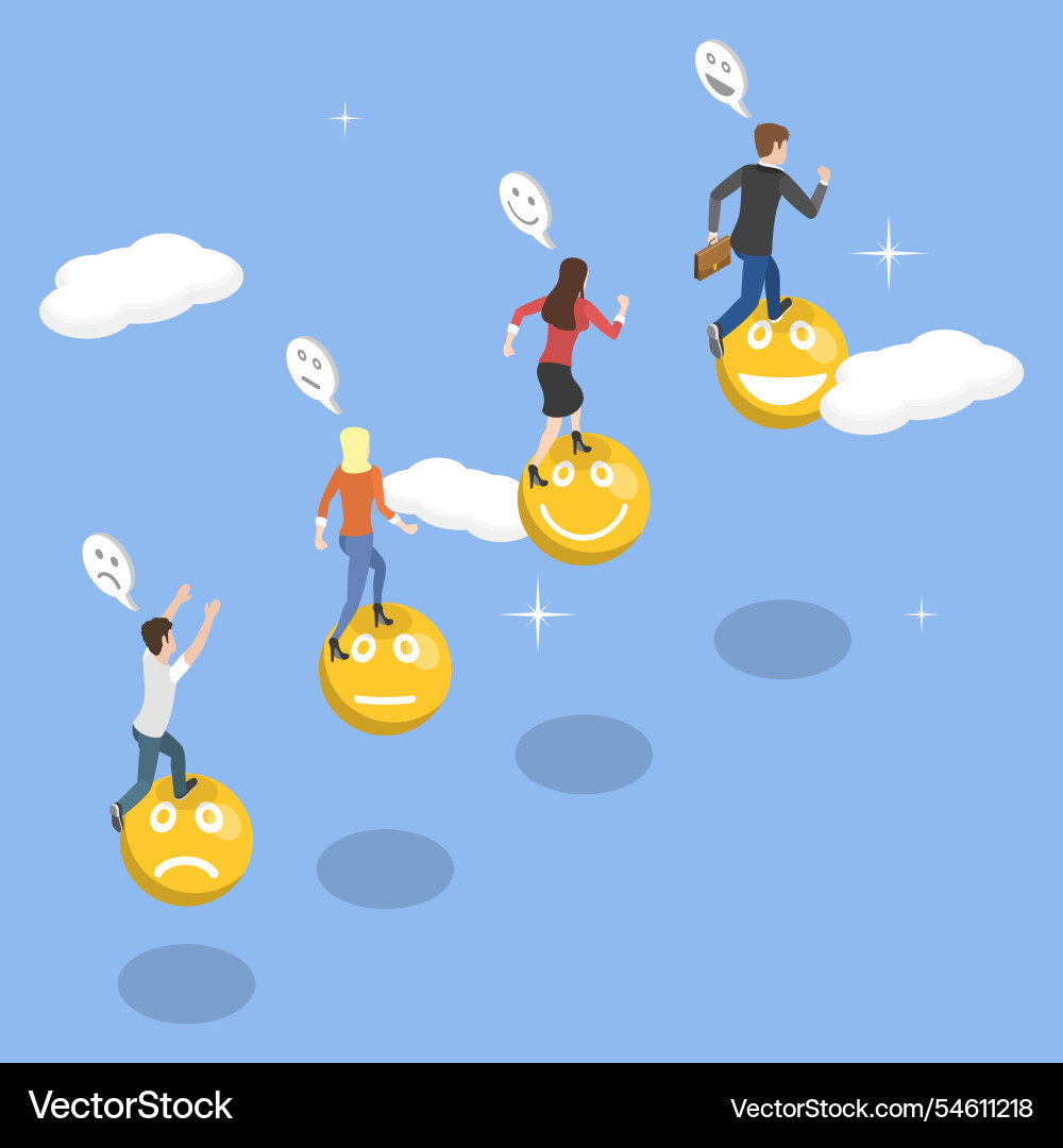 3d isometric flat of emotional Royalty Free Vector Image