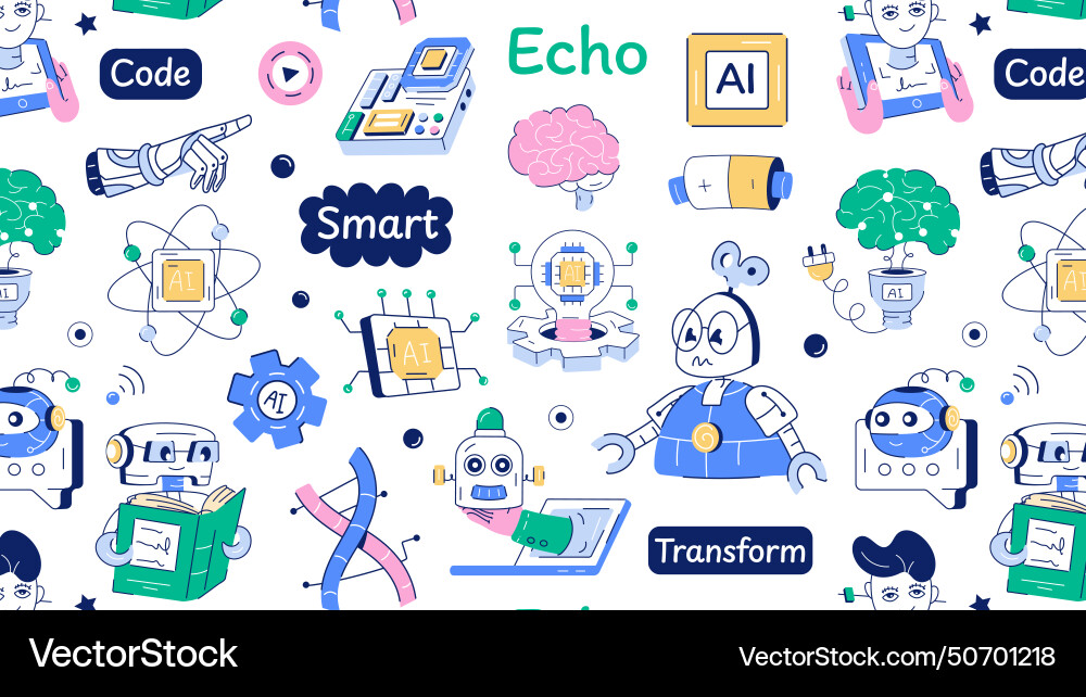 Ai technology hand drawn Royalty Free Vector Image