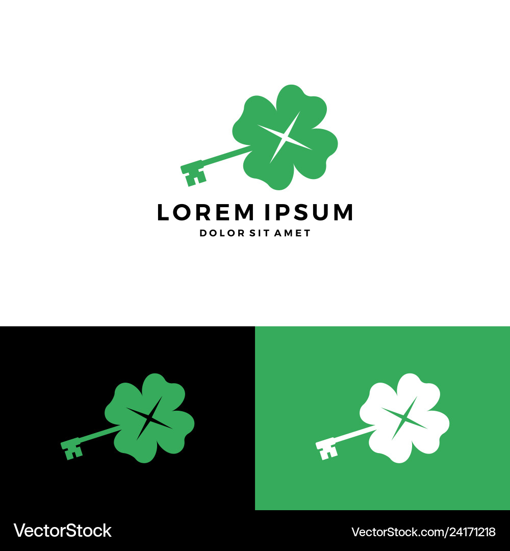 Clover leaf four key logo download Royalty Free Vector Image