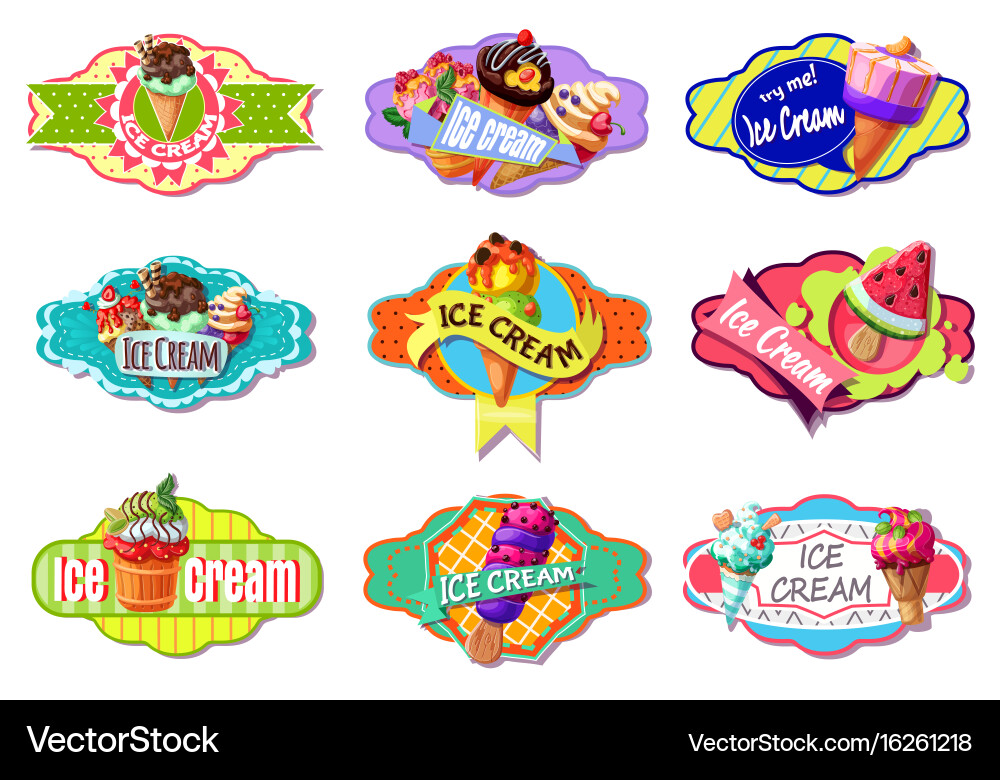 Colorful Ice Cream Labels Royalty Free Vector Image