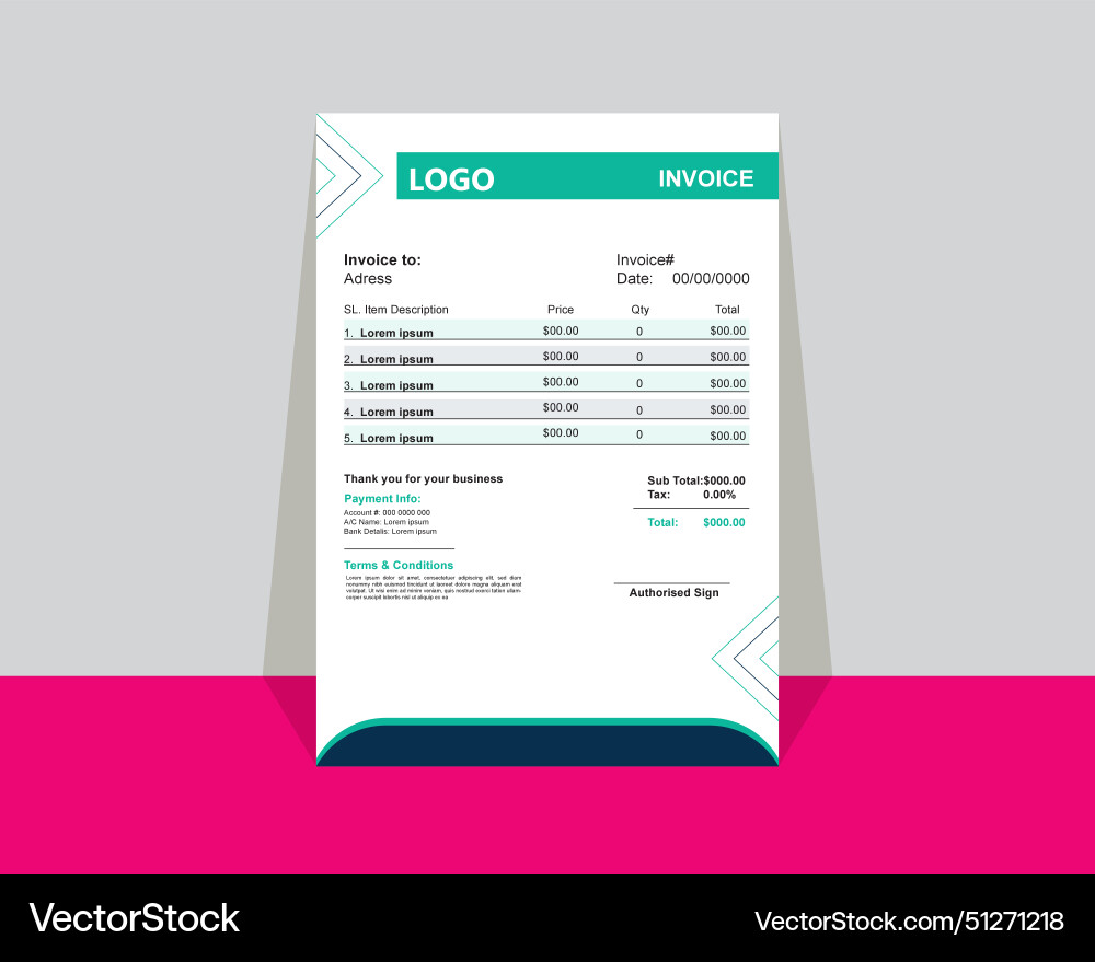 Invoice template design for your business Vector Image