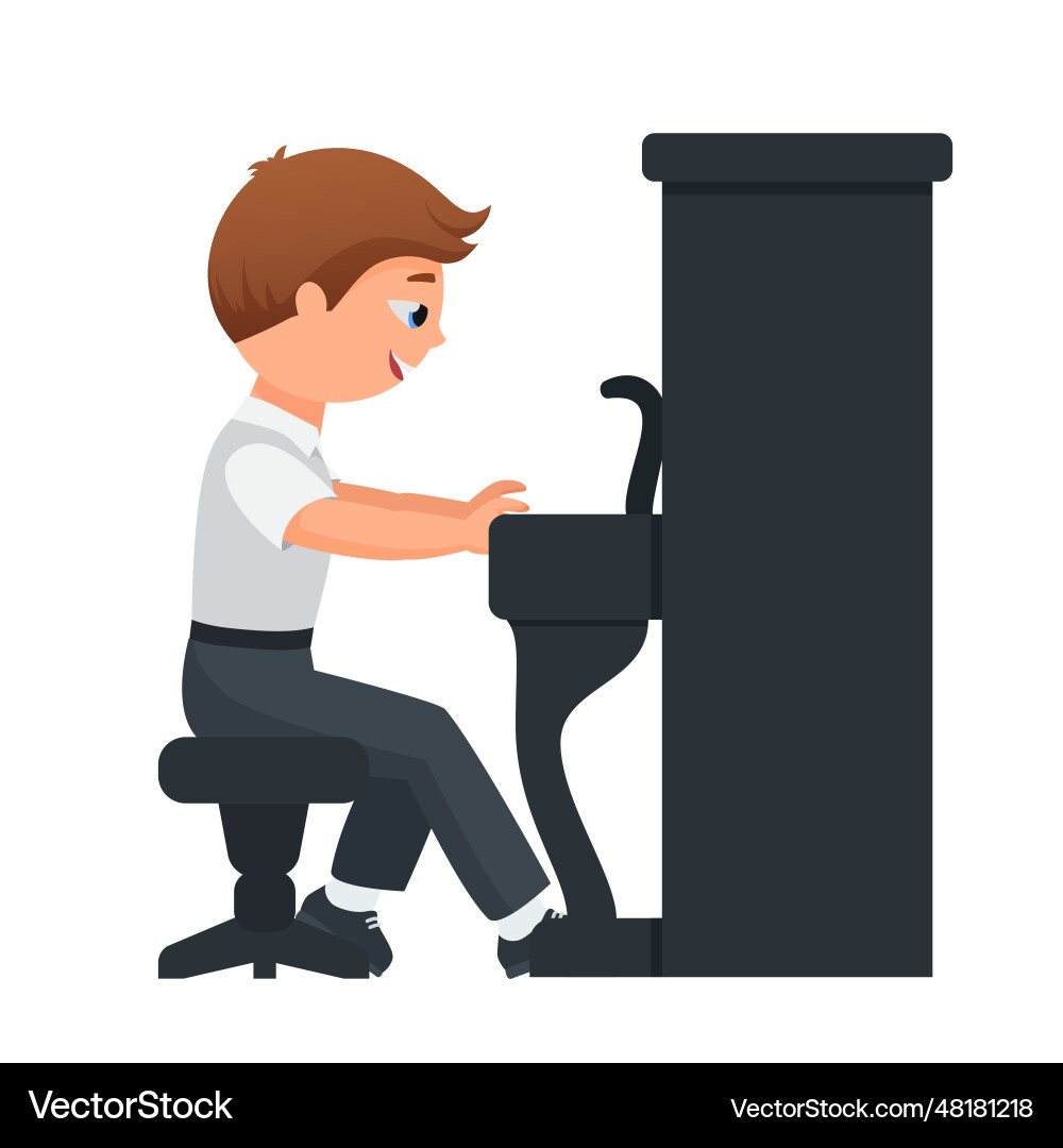 Little boy playing piano Royalty Free Vector Image