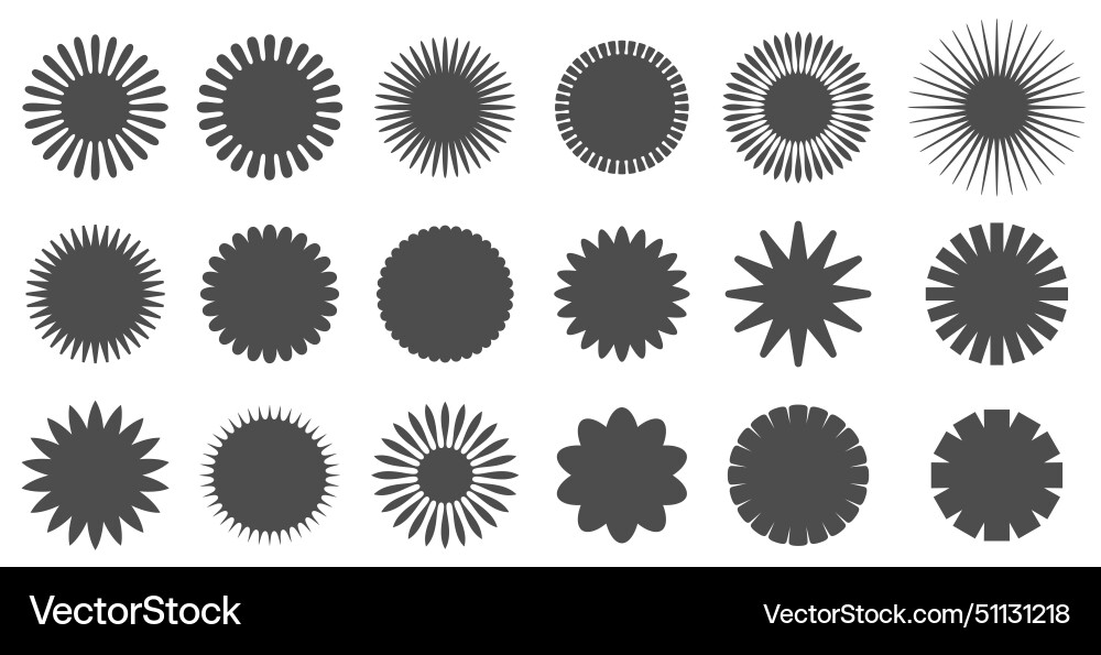 Monochrome burst shape collection Royalty Free Vector Image