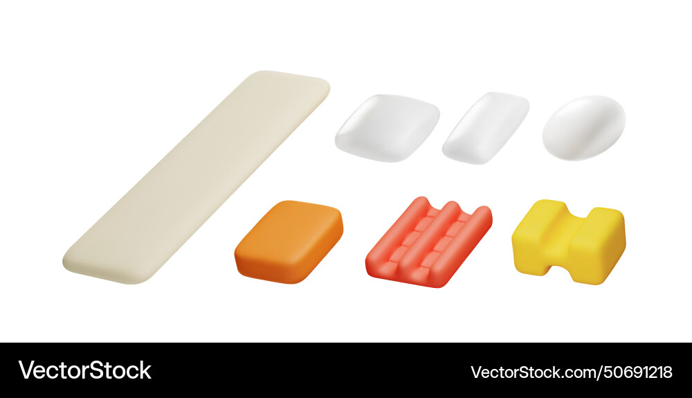 Realistic chewing gums in various shapes plate Vector Image