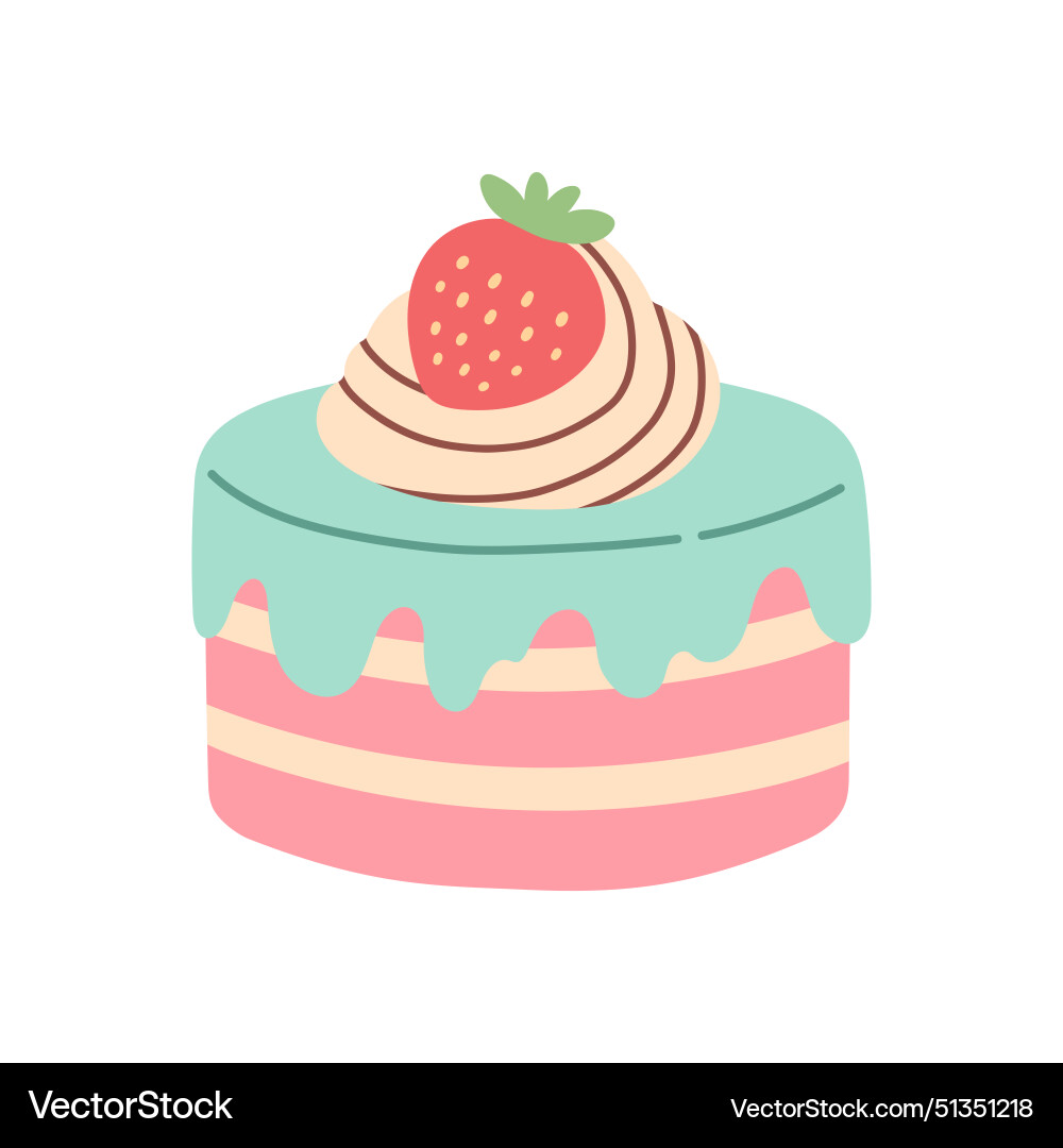 Simple birthday cake isolated on white flat Vector Image