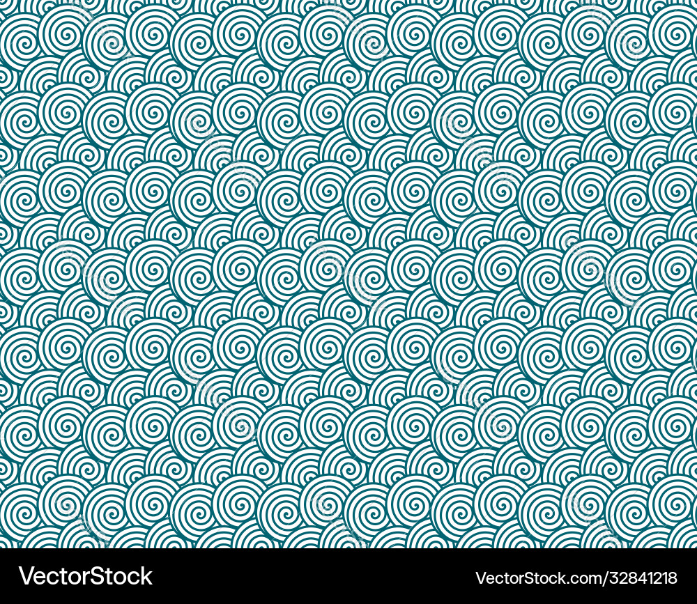 Spiral circles resembling waves seamless pattern Vector Image