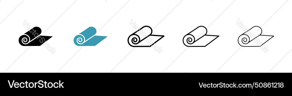 Yoga mat icon set roll carpet and exercise Vector Image
