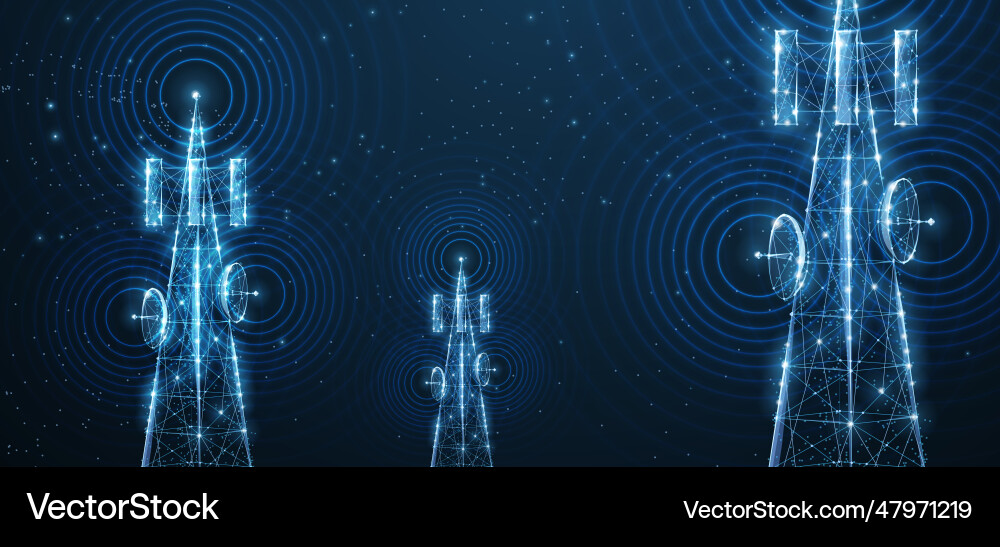 Abstract antenna mast on blue 5g technology Vector Image