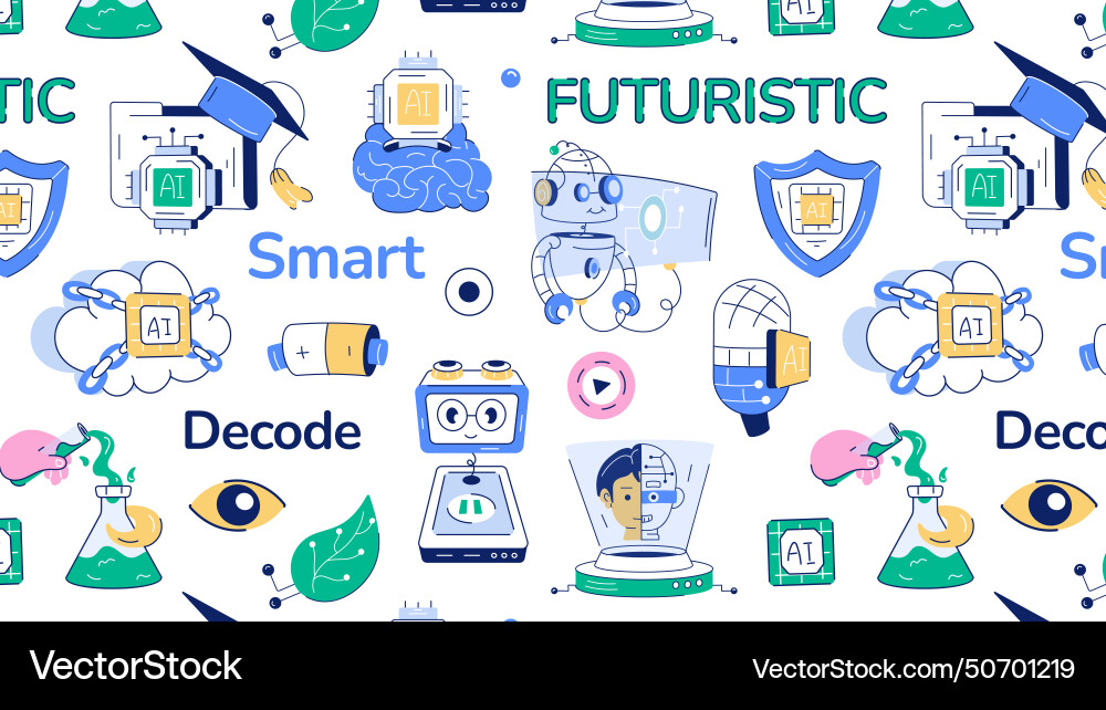 Ai technology hand drawn Royalty Free Vector Image