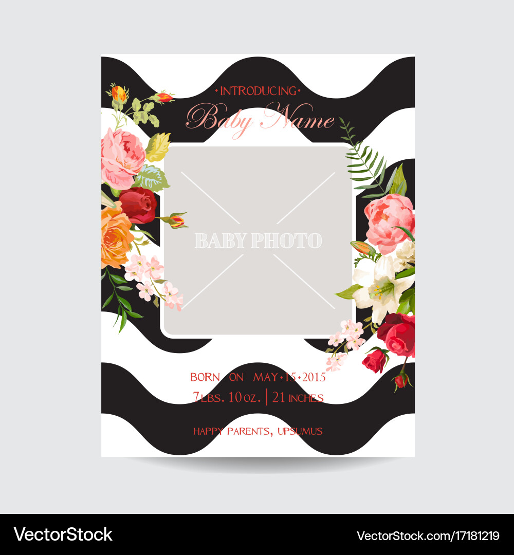 Baby shower invitation photo frame Royalty Free Vector Image