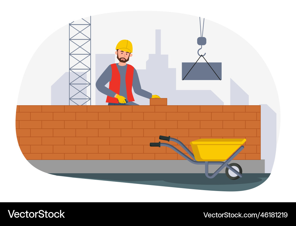 Builder with bricks Royalty Free Vector Image - VectorStock