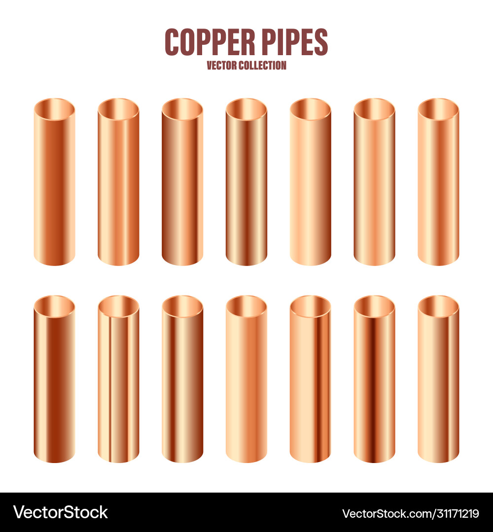 Copper pipes collection construction material Vector Image