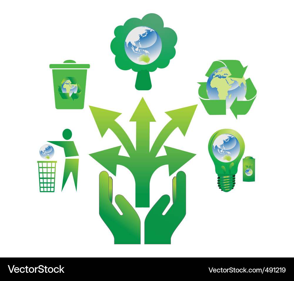 Hand holding recycle icons 2 Royalty Free Vector Image