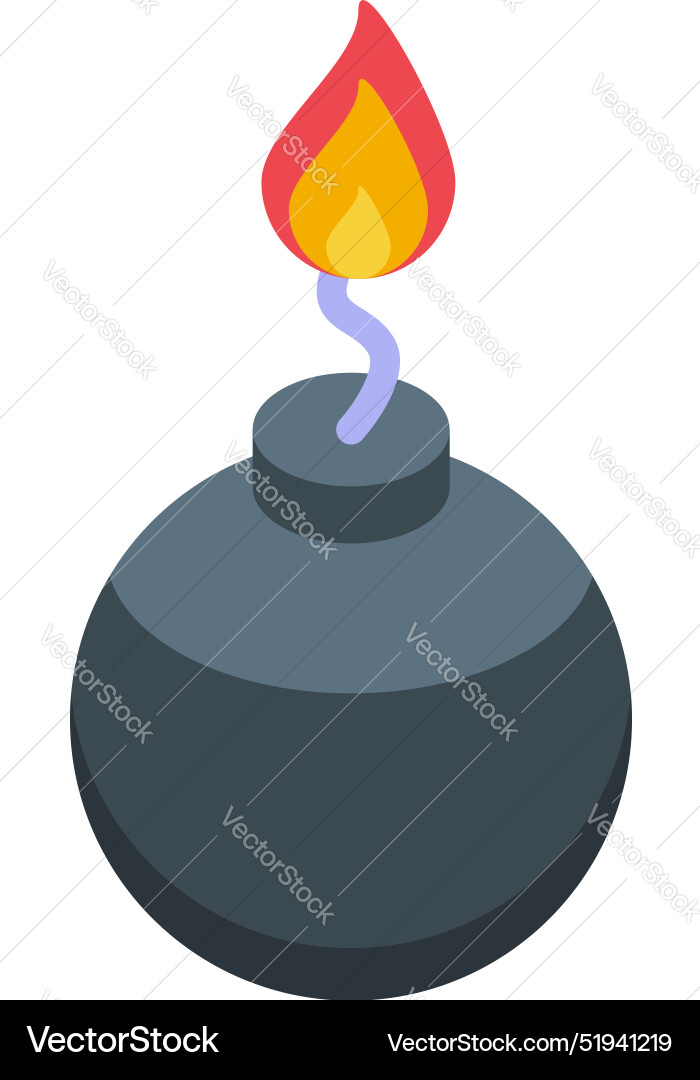 Round bomb is burning with a short fuse Royalty Free Vector