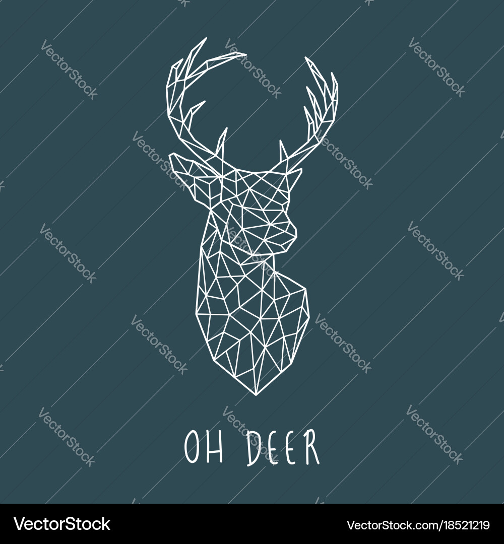 Scandinavian Stag Head - Polygonal Royalty Free Vector Image