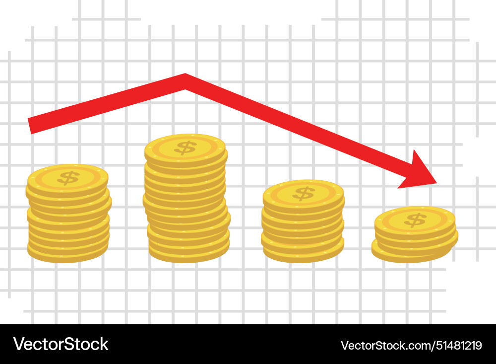 Stacked coins and arrow Royalty Free Vector Image