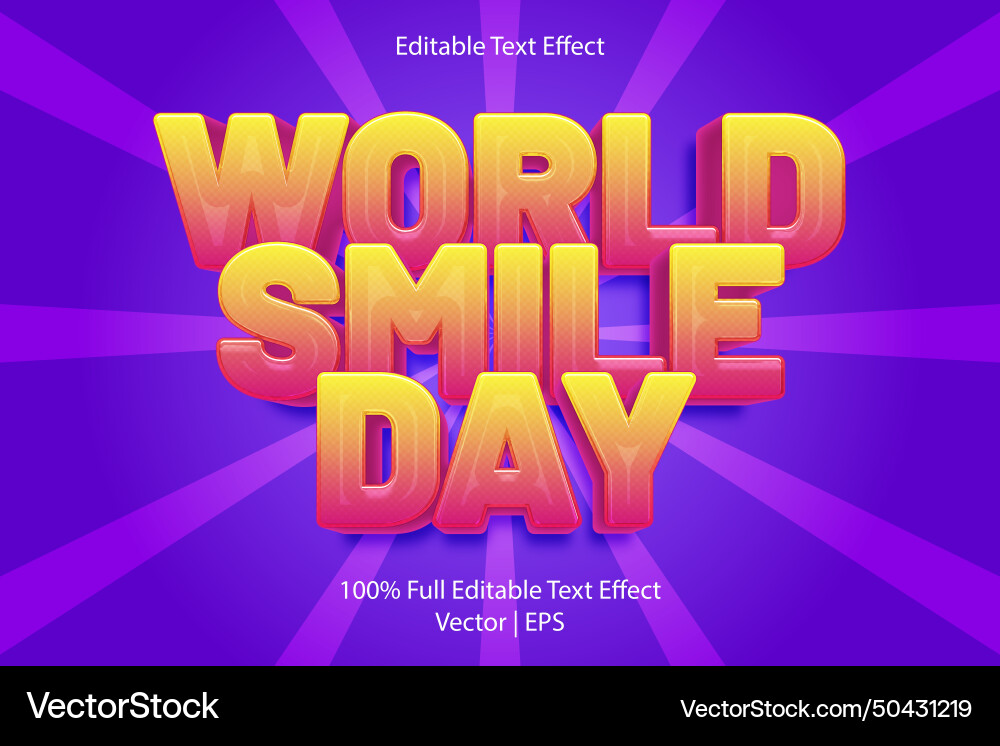 World smile day editable text effect cartoon style