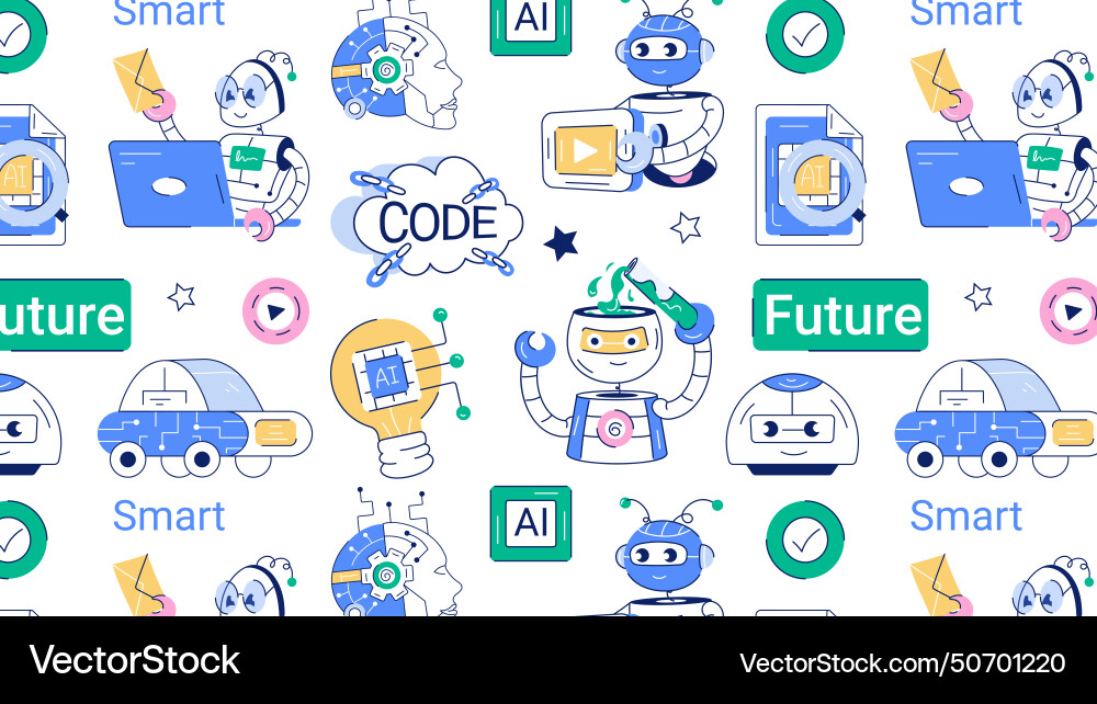 Ai technology hand drawn Royalty Free Vector Image