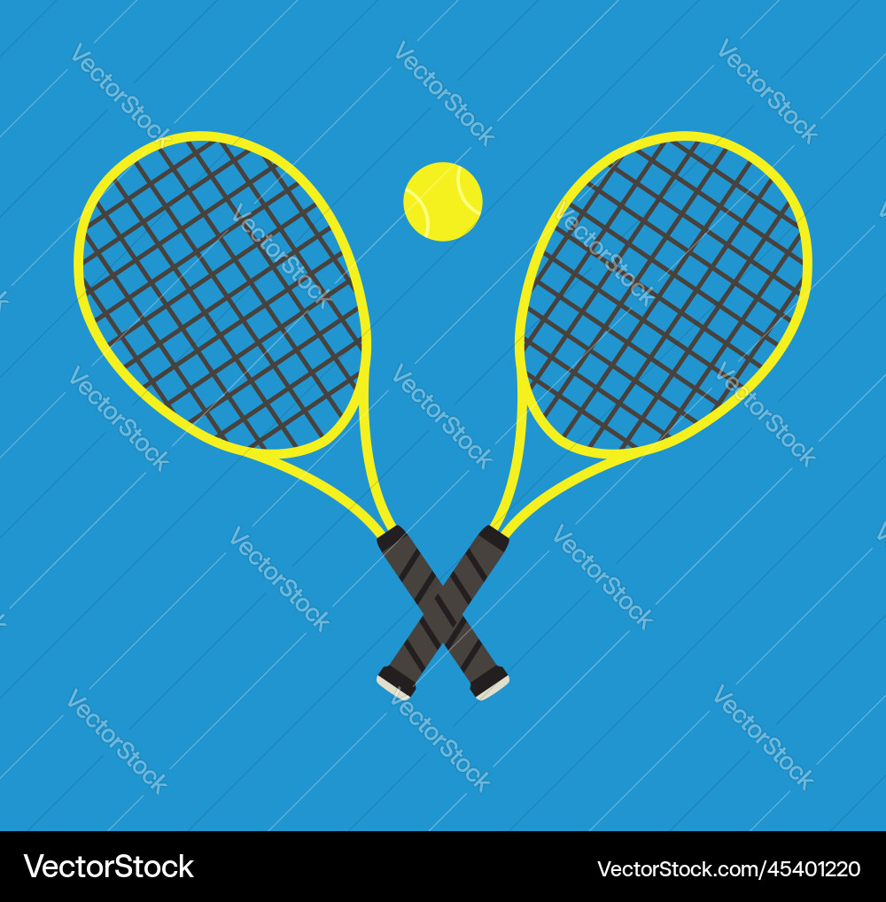 Crossed tennis rackets and ball Royalty Free Vector Image