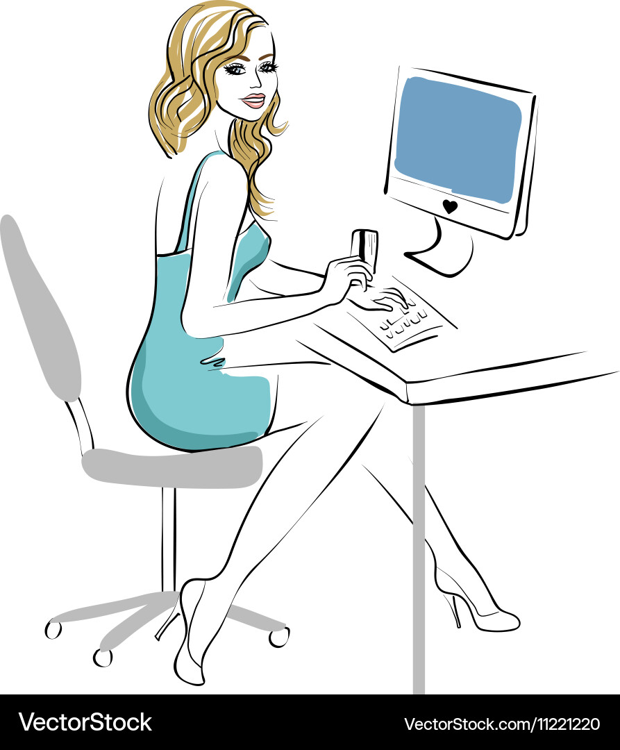 Cyber Shopping Woman Royalty Free Vector Image