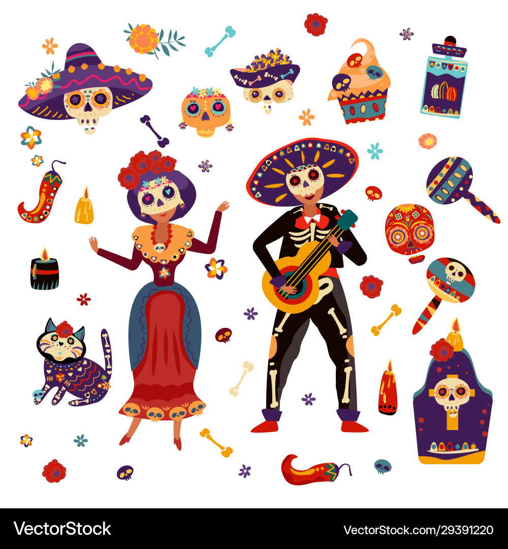 Day dead festival celebration Royalty Free Vector Image