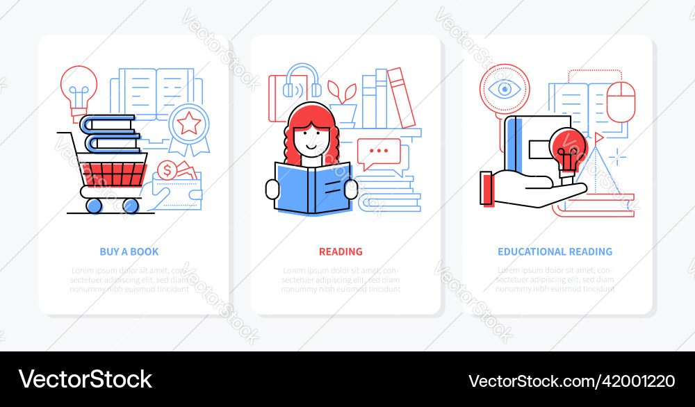 Educational book reading - line design style Vector Image