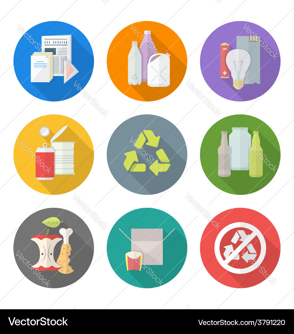 Flat design different waste recycle separate Vector Image