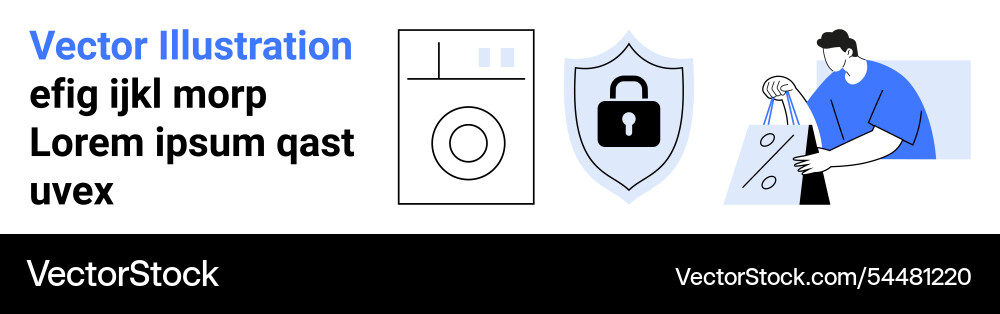 Home appliance security shield and person Vector Image