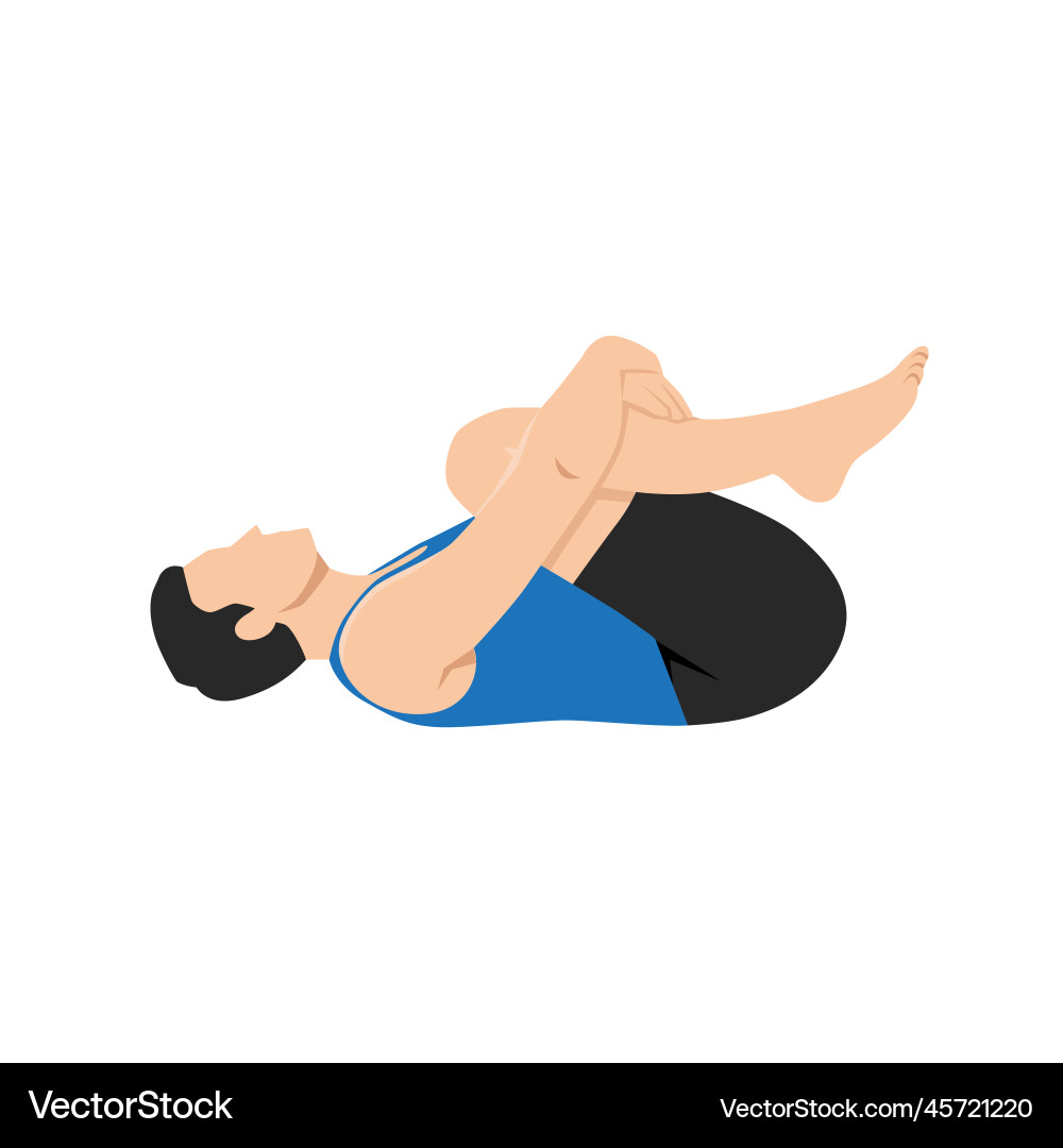 Man doing knees to chest pose apanasana exercise Vector Image