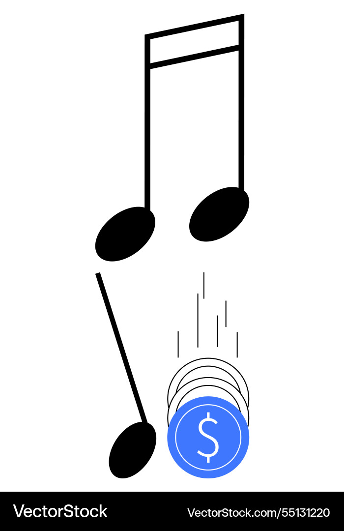 Musical notes transforming into coins symbolizing Vector Image