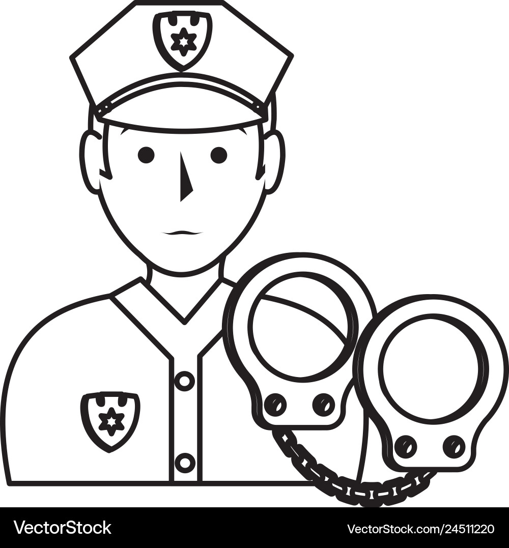 Polizeibeamter mit Handschellen Charakter Vektorbild