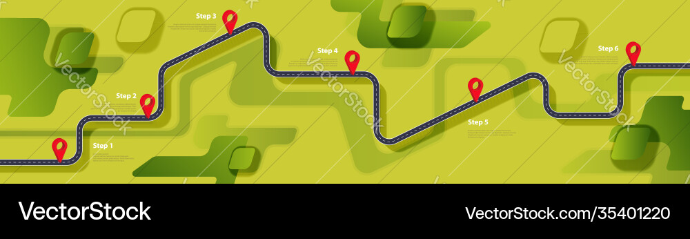 Road map and journey route infographics template Vector Image