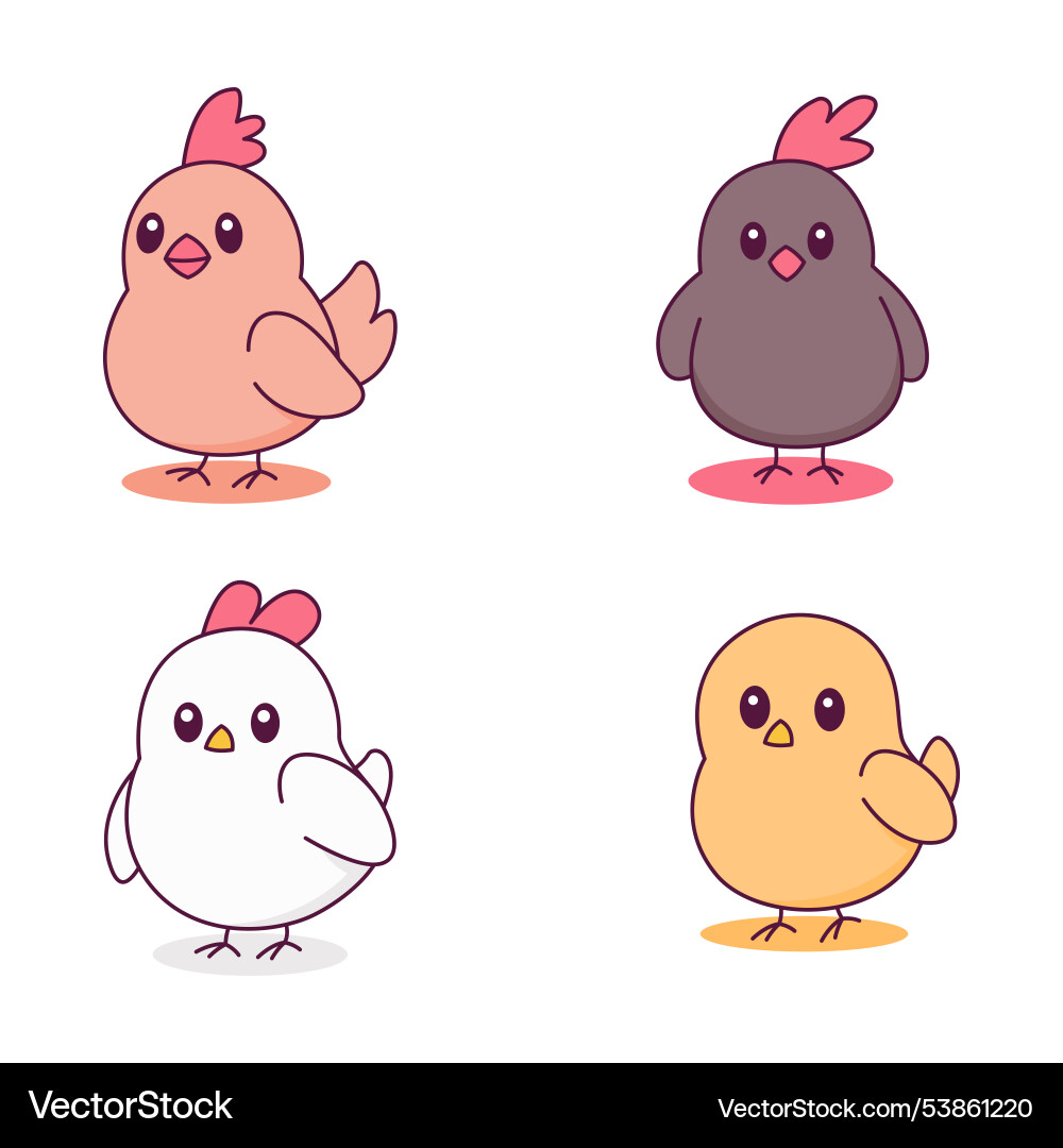 Simple cute chicken chick hen poultry animal Vector Image