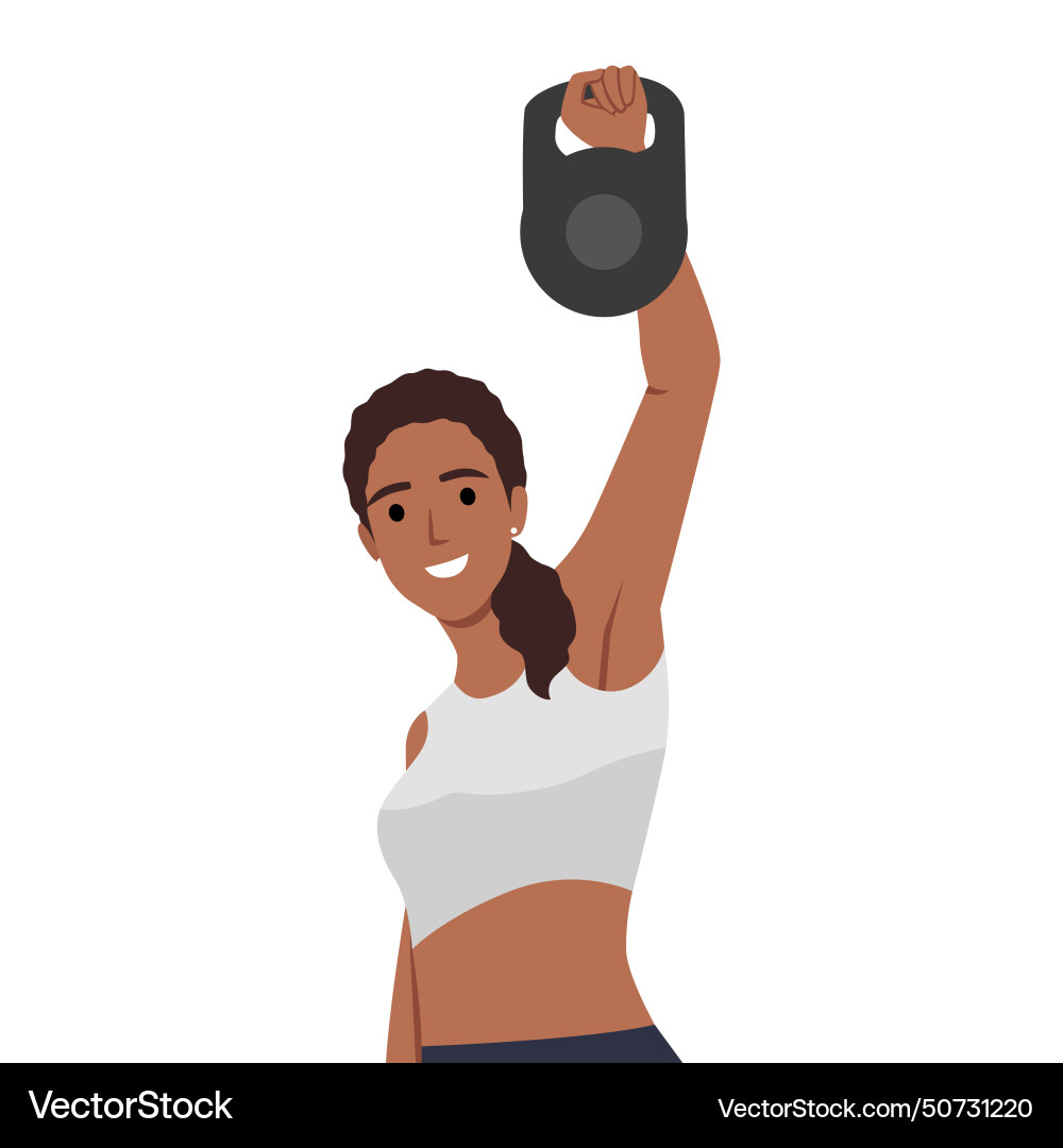 Woman doing single arm kettlebell snatch workout Vector Image