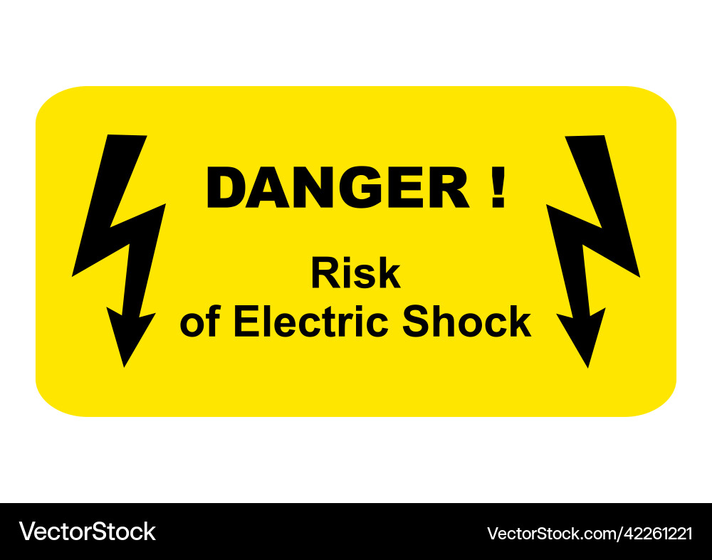 Caution risk of electric shock yellow sign Vector Image
