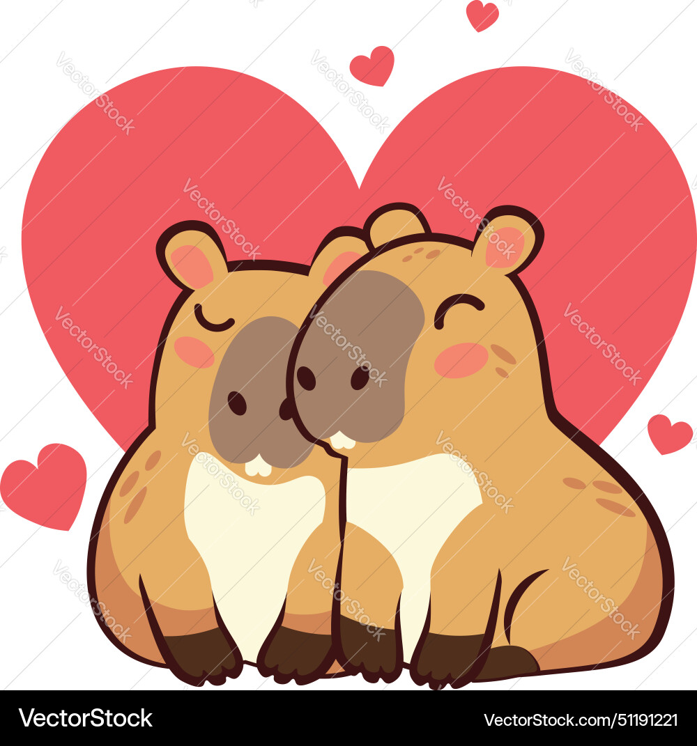 Couple of capybaras in love Royalty Free Vector Image Couple of capybaras in love Royalty Free Vector Image
