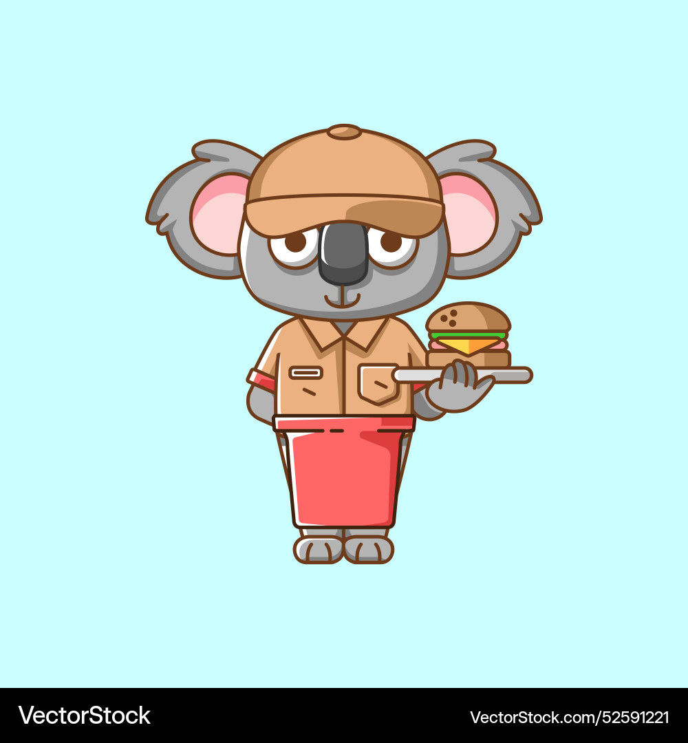 Cute koala waiter animal kawaii chibi character Vector Image
