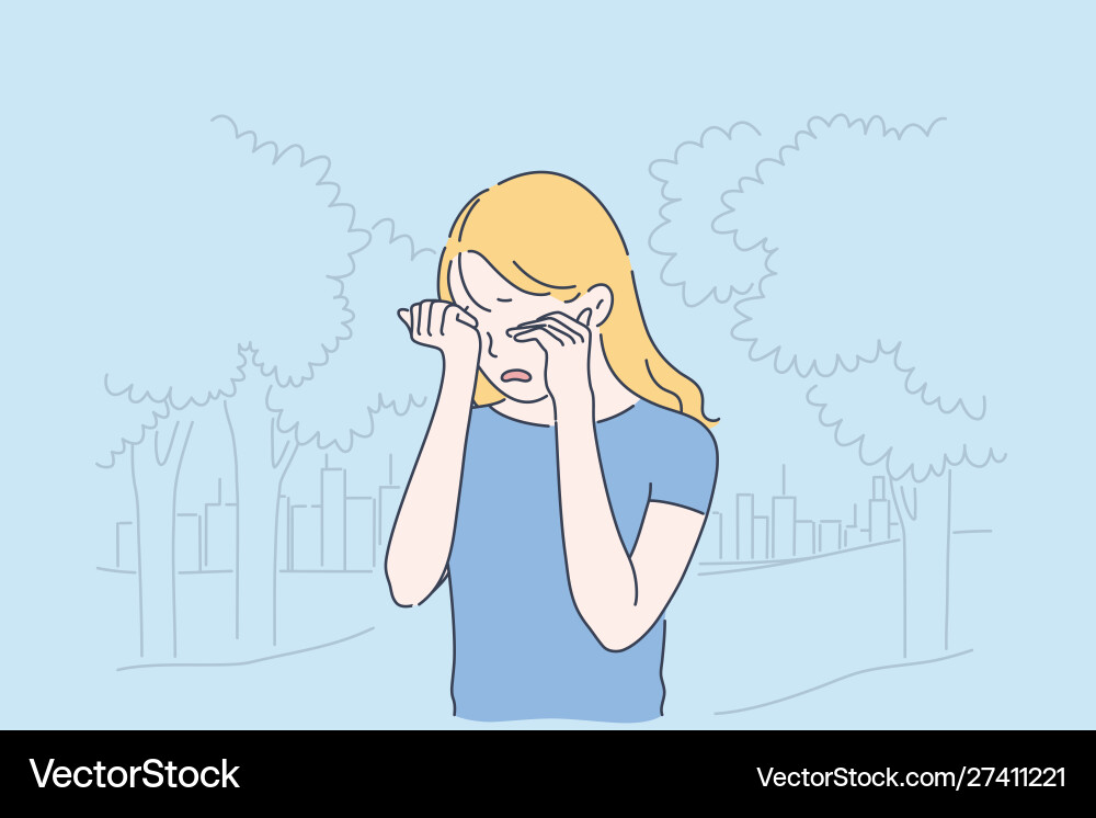 Depression frustration and loneliness cartoon Vector Image