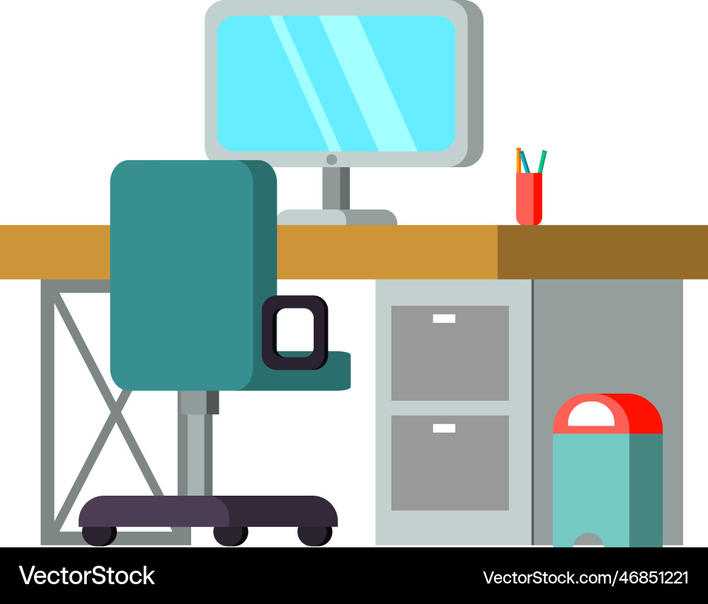Desk flat Royalty Free Vector Image - VectorStock