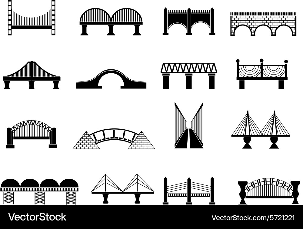 Modern Bridge Icon Collection Royalty Free Vector Image