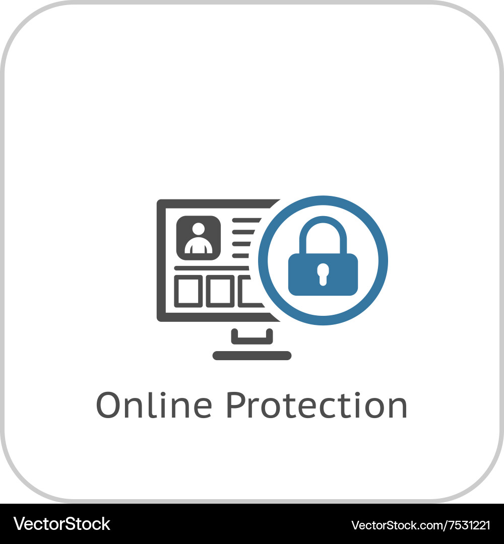 Online protection icon flat design Royalty Free Vector Image