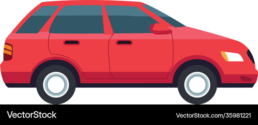 Rotes Auto Fahrzeug Farbe isoliert Ikone Vektorbild