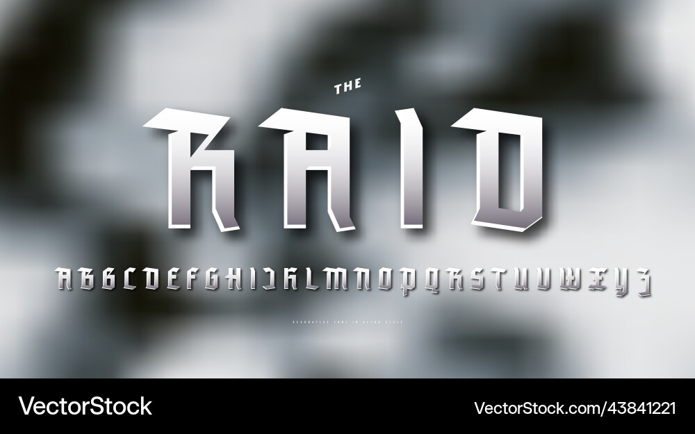 Silver colored and metal chrome sans serif font Vector Image