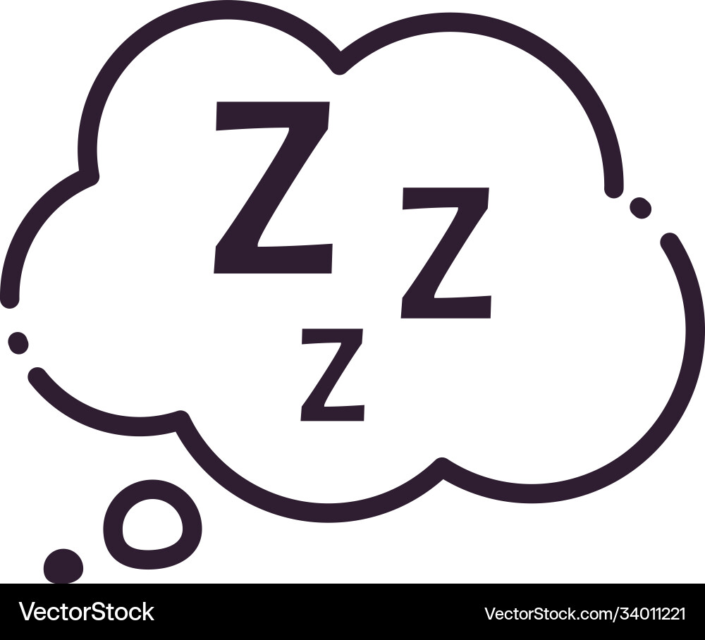 Sleeping cloud bubble line style icon Royalty Free Vector