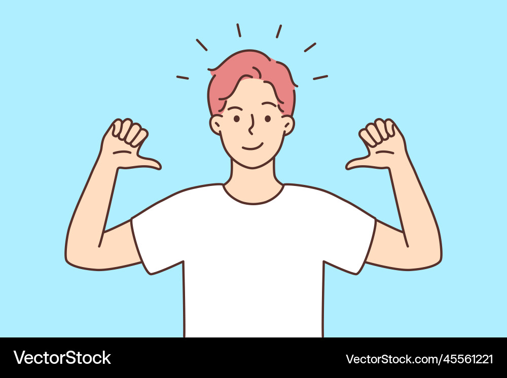Smiling confident man point at himself Royalty Free Vector