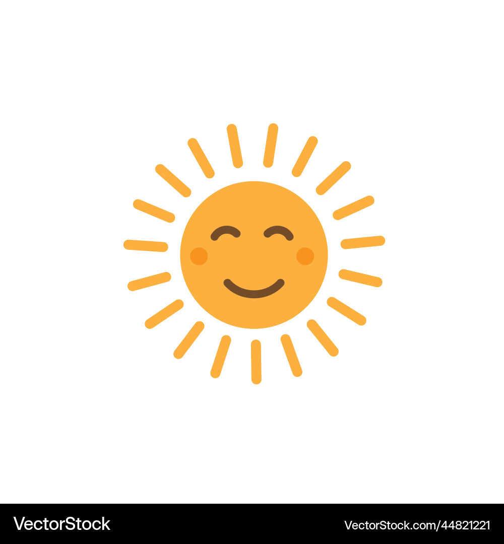 Smiling Sun Icon - Flat Style Royalty Free Vector Image